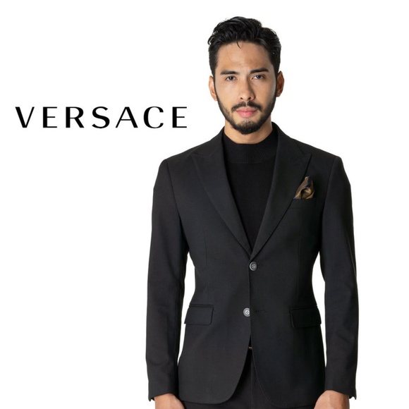 Versace | Suits & Blazers | Versace Peak Lapel Black Blazer Eu 52r Us ...